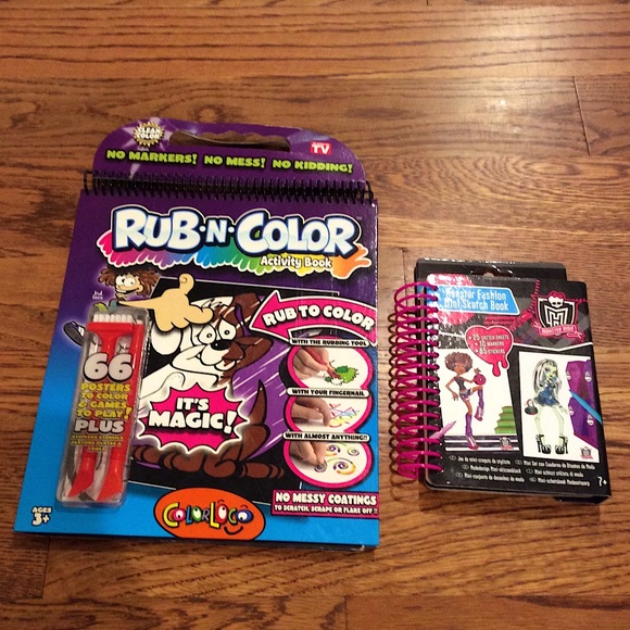 Office | 2 Rub N Color And Monster Fashion Sketch Book | Poshmark